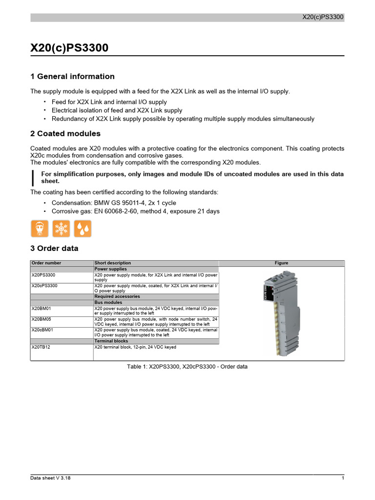 X20PS3300-ENG_V3.18 | PDF | Power Supply | Fuse (Electrical)