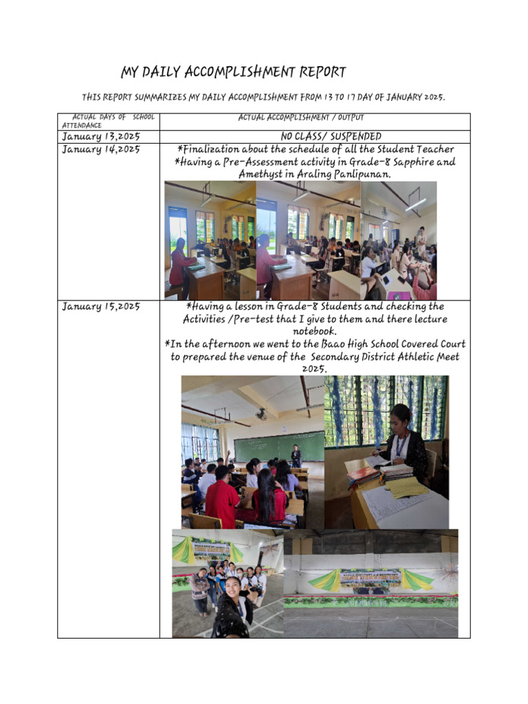 BUSTINERA - Daily Accomplishment Report - CNHS - 2 | PDF