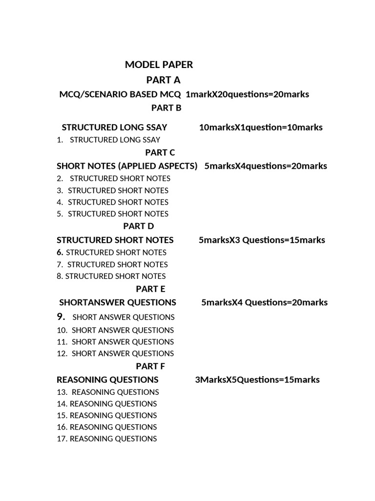Question Paper Pattern | PDF