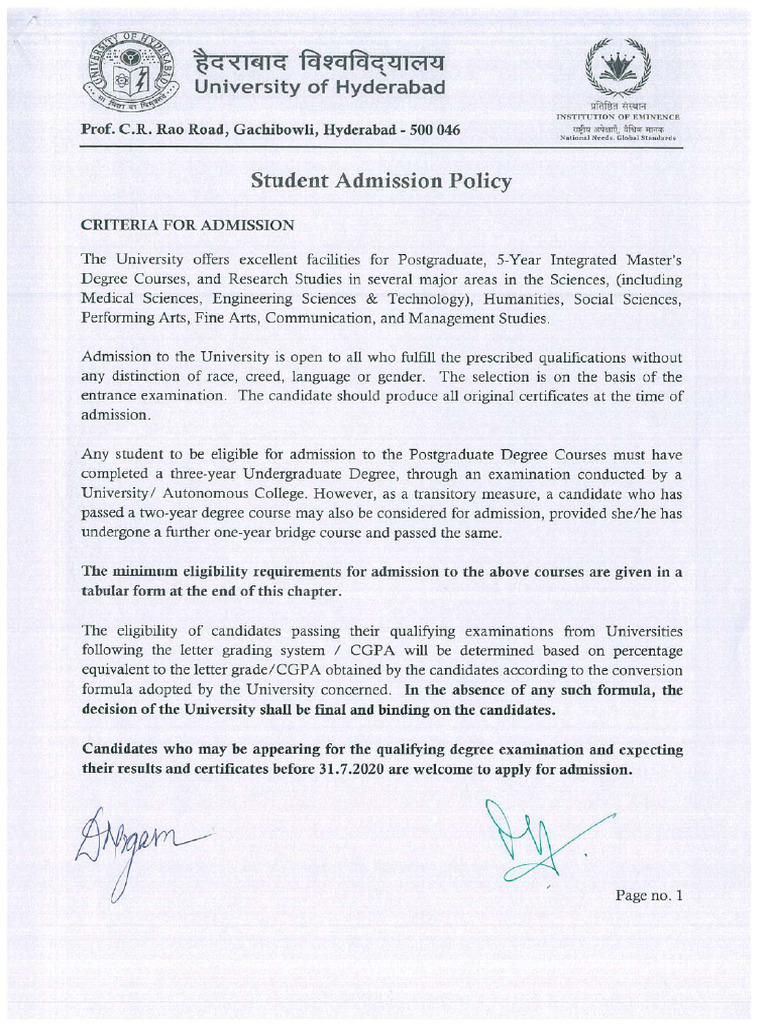 Student Admissions Policy - Compressed | PDF