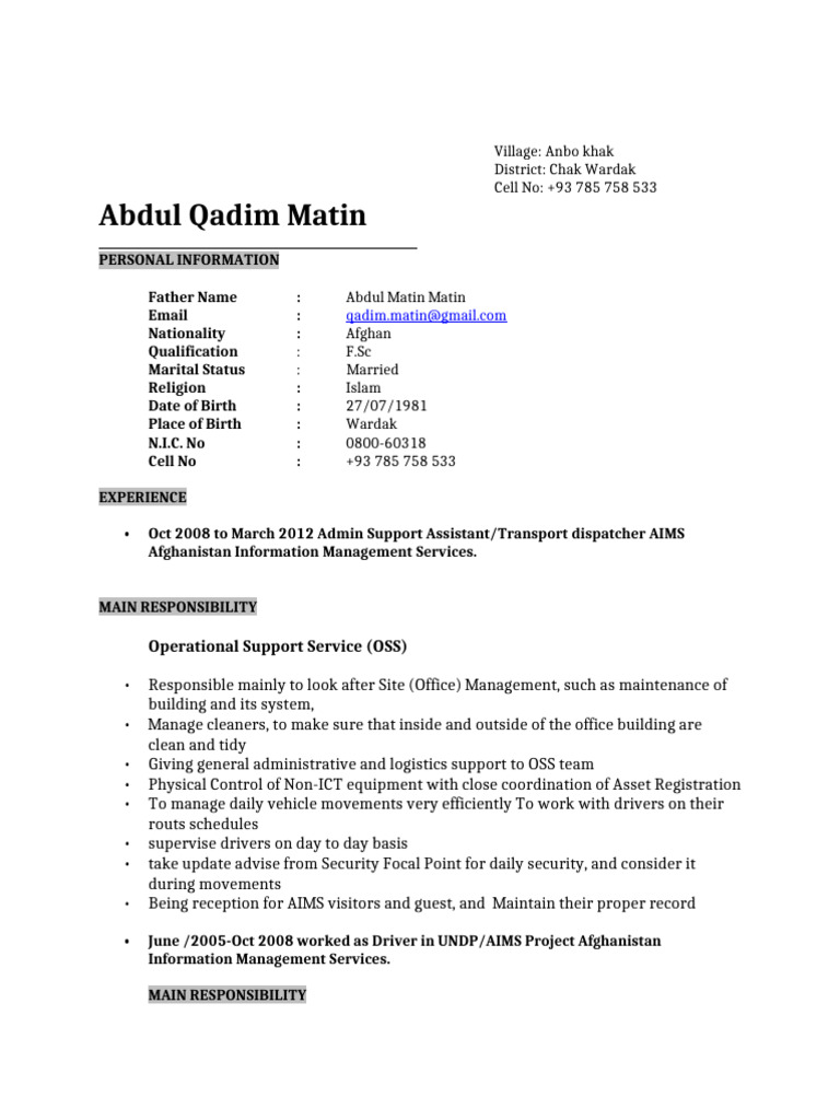 Abdul Qadim Matin's Professional Profile | PDF | Software | Computing