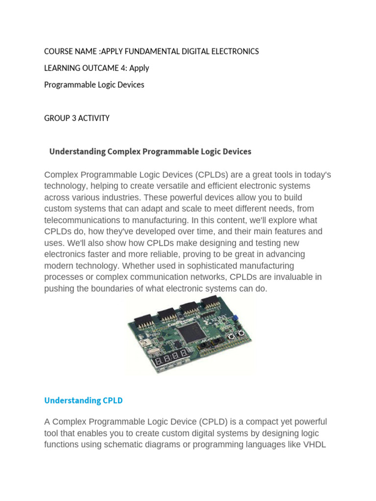 GROUP 3 | PDF | Field Programmable Gate Array | Computer Science