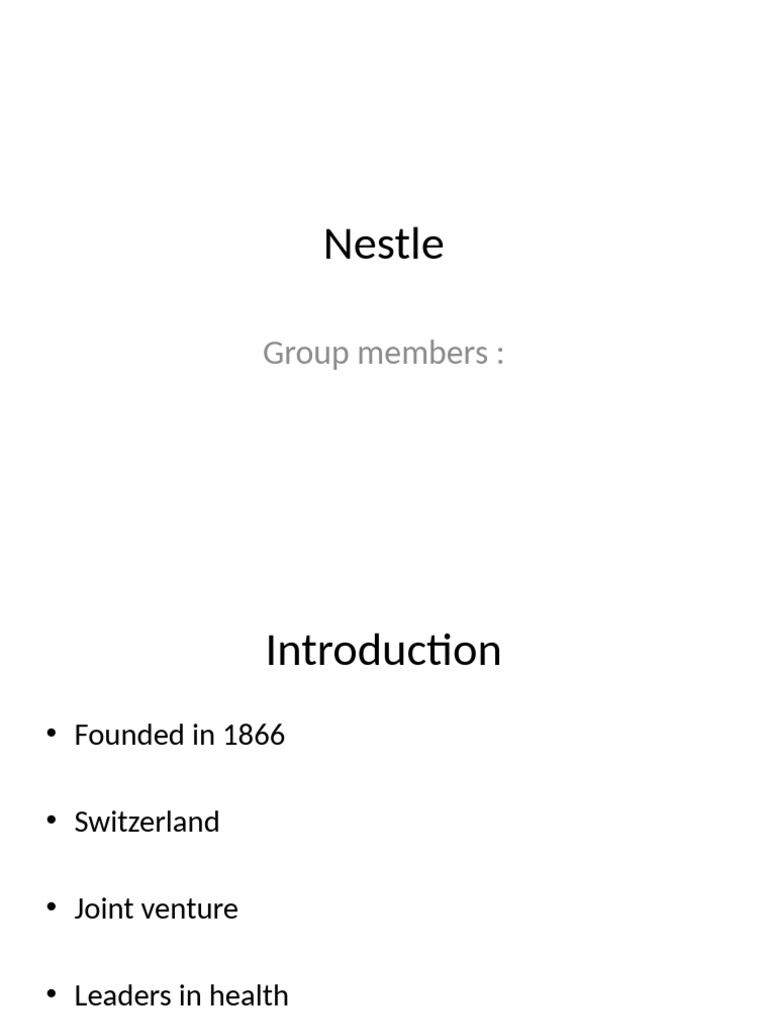 Nestle: Vision, Goals, and Values | PDF