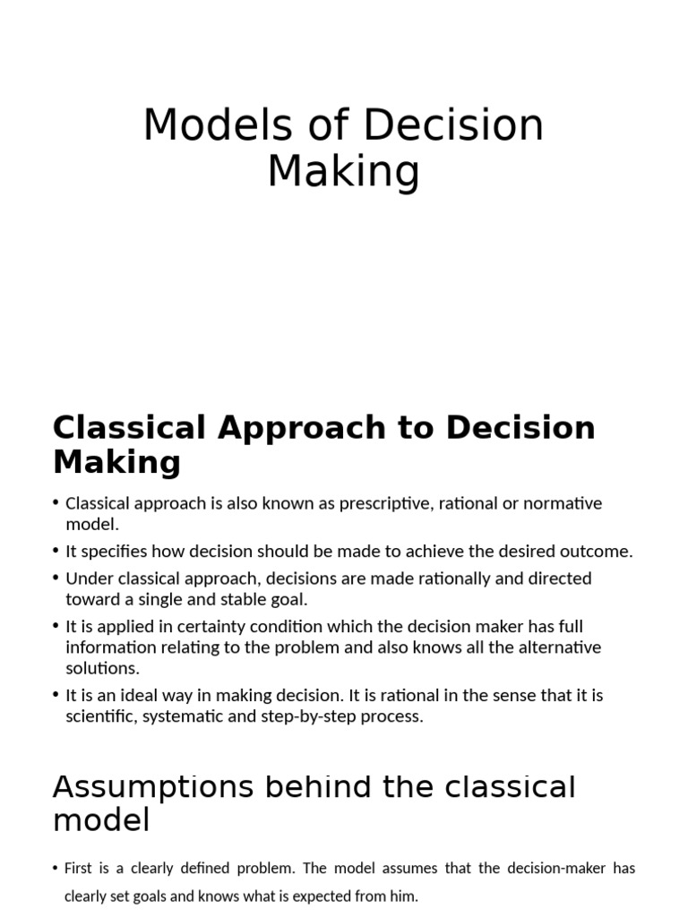 Models of Decison Making | PDF | Decision Making | Rationality