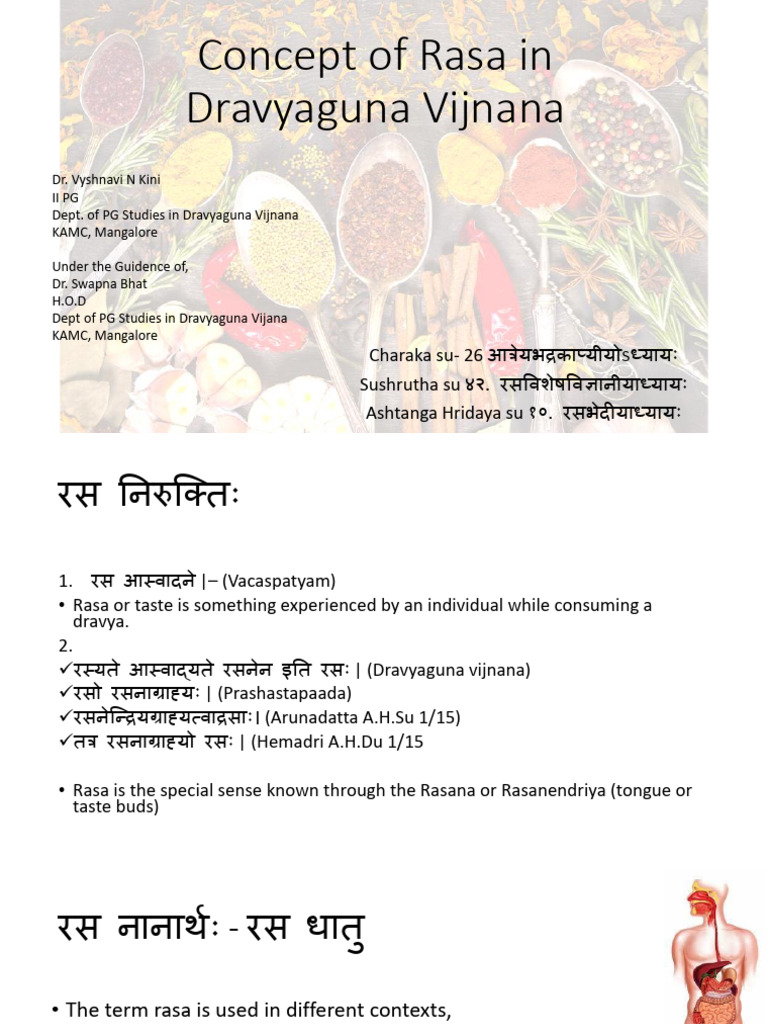 Rasa Concepts in Dravyaguna Vijnana | PDF | Taste | Nervous System