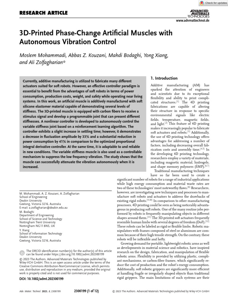 3D‐Printed Phase‐Change Artificial Muscles with Autonomous Vibration ...