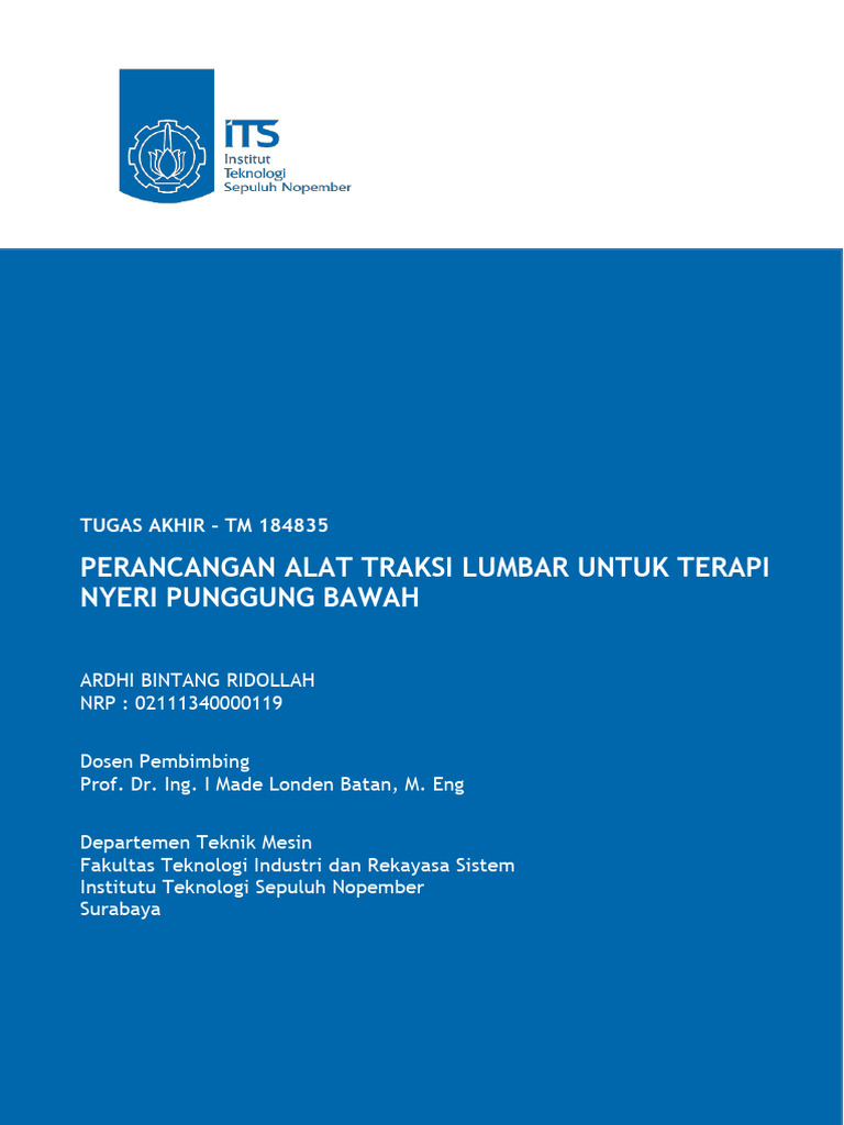 Perancangan Alat Traksi Lumbar Untuk Terapi Nyeri Punggung Bawah ...