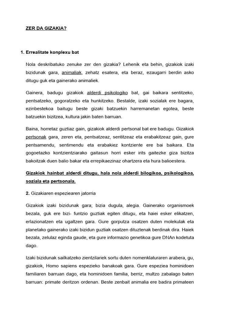 Zer Da Gizakia | PDF