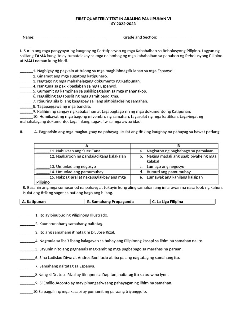 summative test in AP | PDF