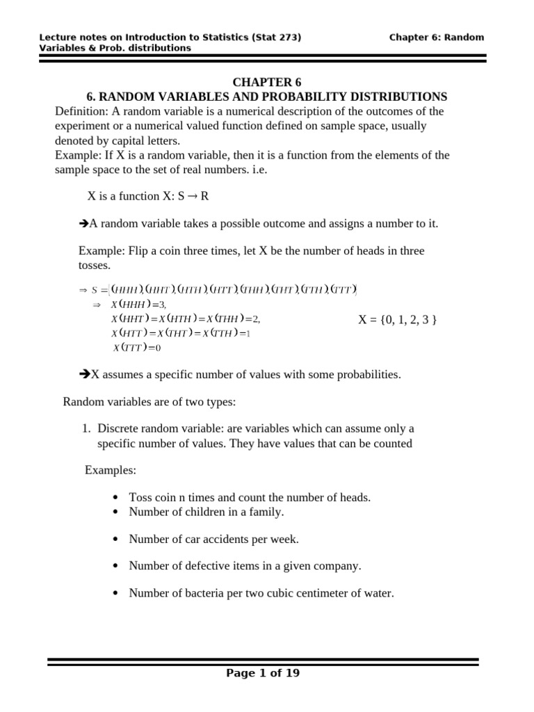 Chapter-6-Random Variables & Probability Distributions | PDF | Probability Distribution | Normal ...