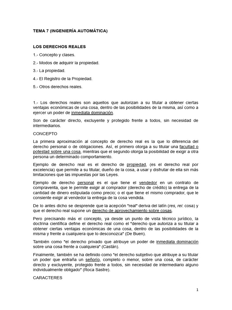 Tema 7 ING. AUTOMÁTICA. La Propiedad y Los Derechos Reales. MHPOLO | PDF | Propiedad | Posesión ...