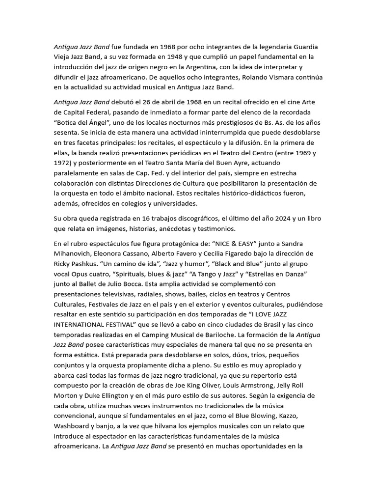 Antigua Jazz Band | PDF | Jazz | Las artes escénicas