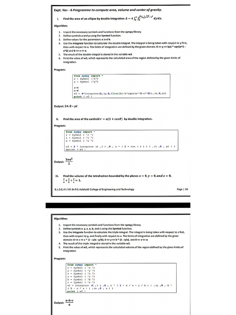 Math Lab Program 6 and 7 | PDF