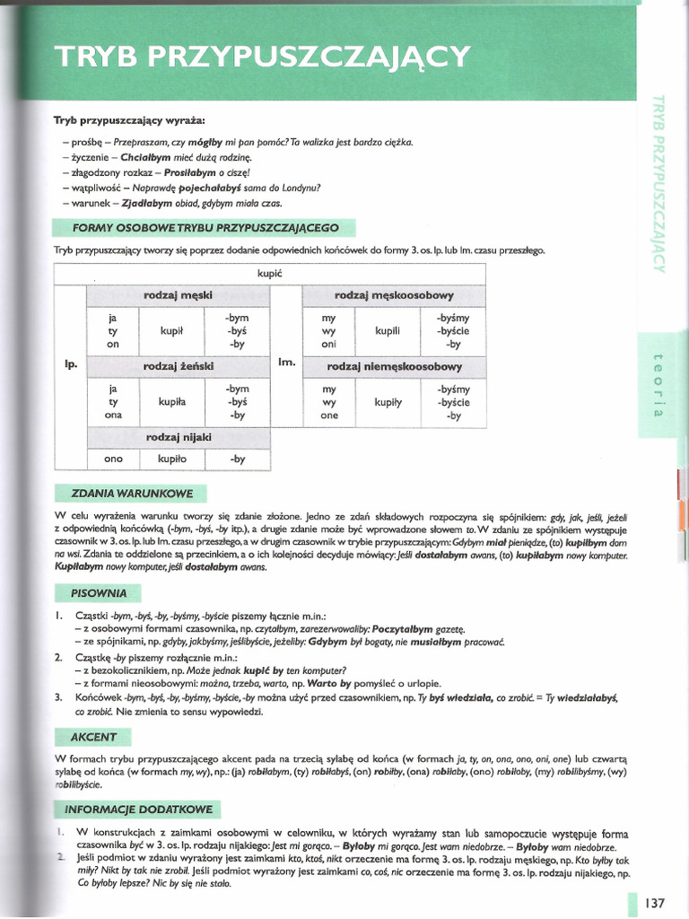 Gramatyka Dla Praktyka Tryb Przypuszczający | PDF