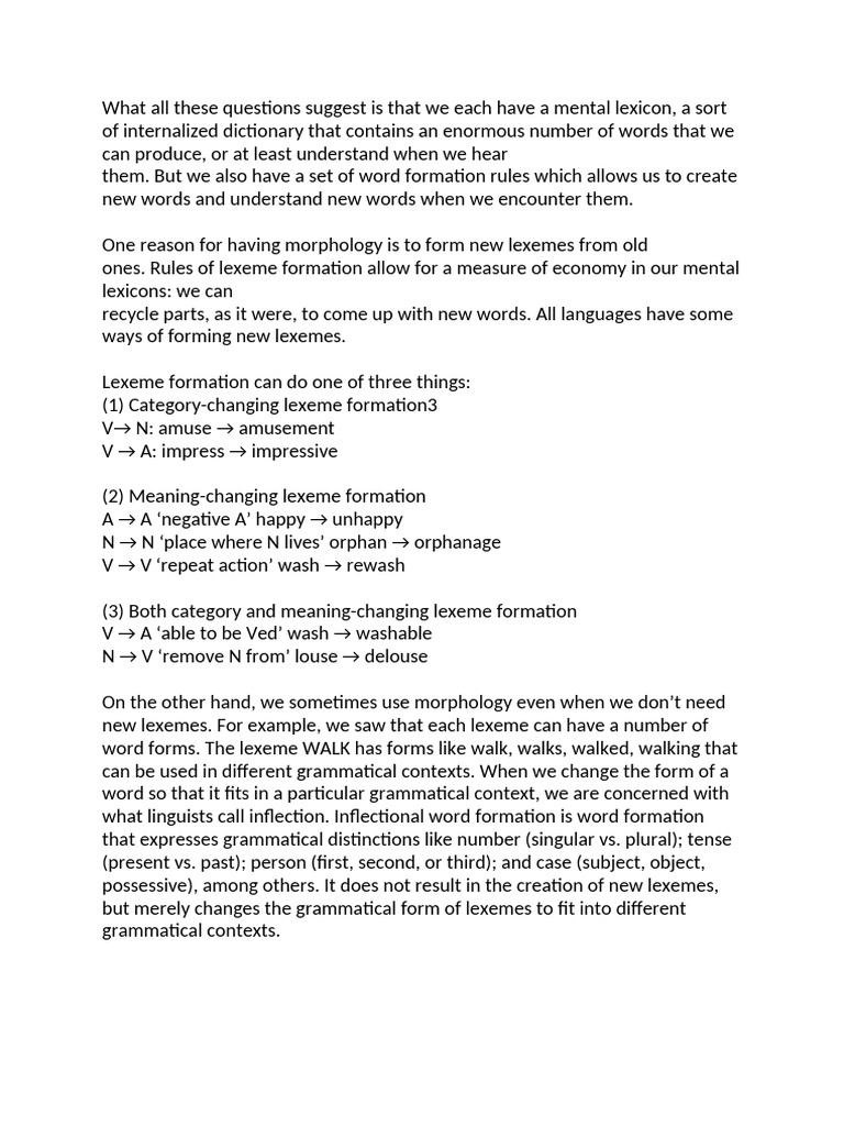 morphology | PDF | Word | Lexicon