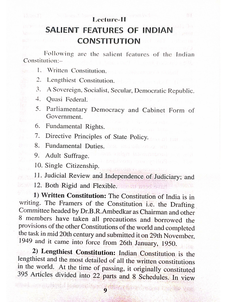 Salient Features of Indian Constitution | PDF