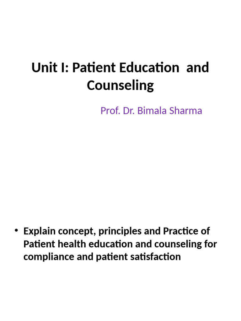 Patient Education and Counseling Guide | PDF | Patient | Psychotherapy