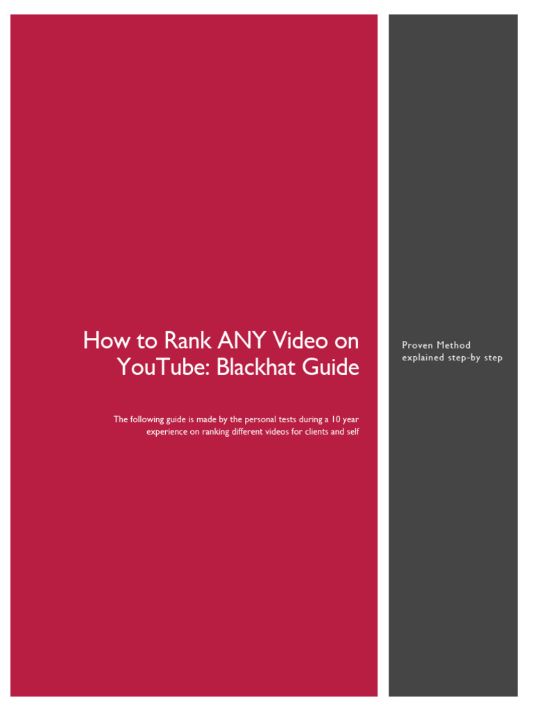 YouTube Blackhat Ranking Guide | PDF | You Tube | World Wide Web