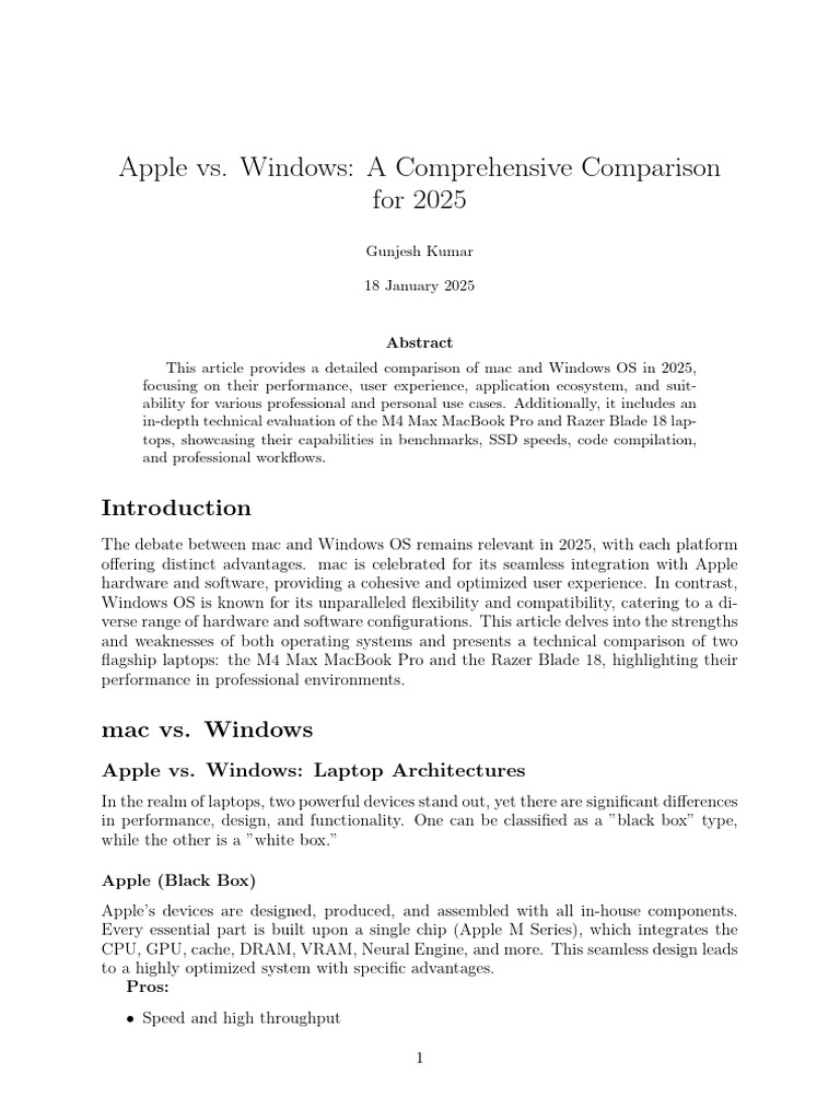 Apple vs. Windows: 2025 Laptop Showdown | PDF | Laptop | Graphics Processing Unit