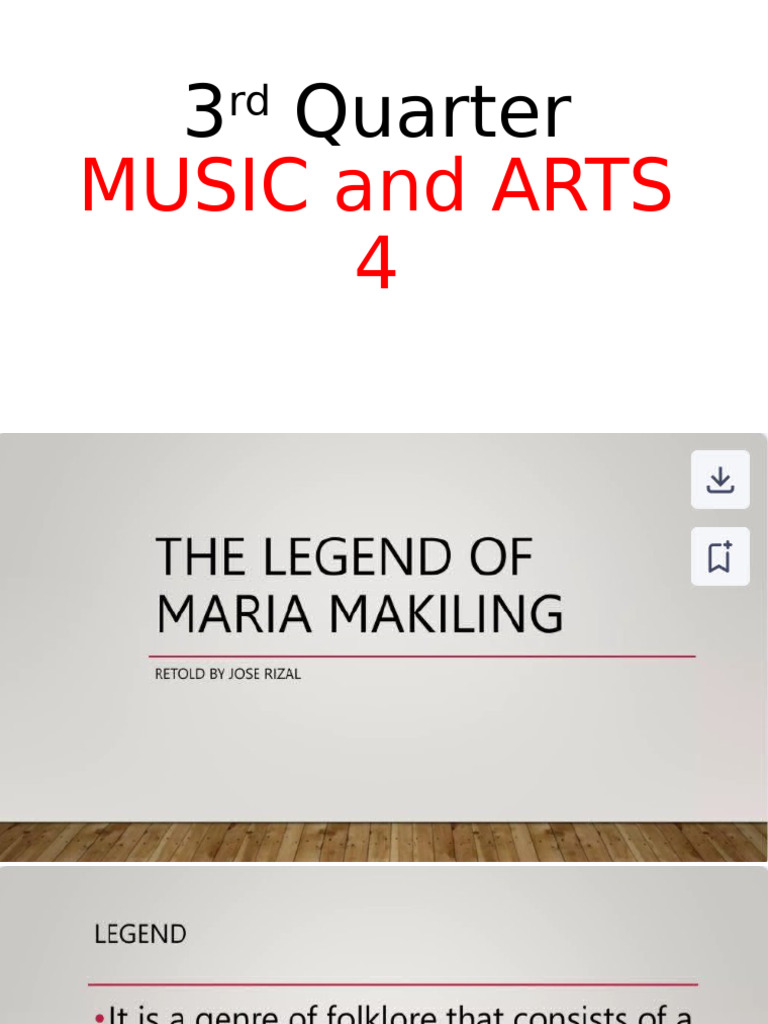 Legend of Maria Makiling-Music-Arts 4 | PDF