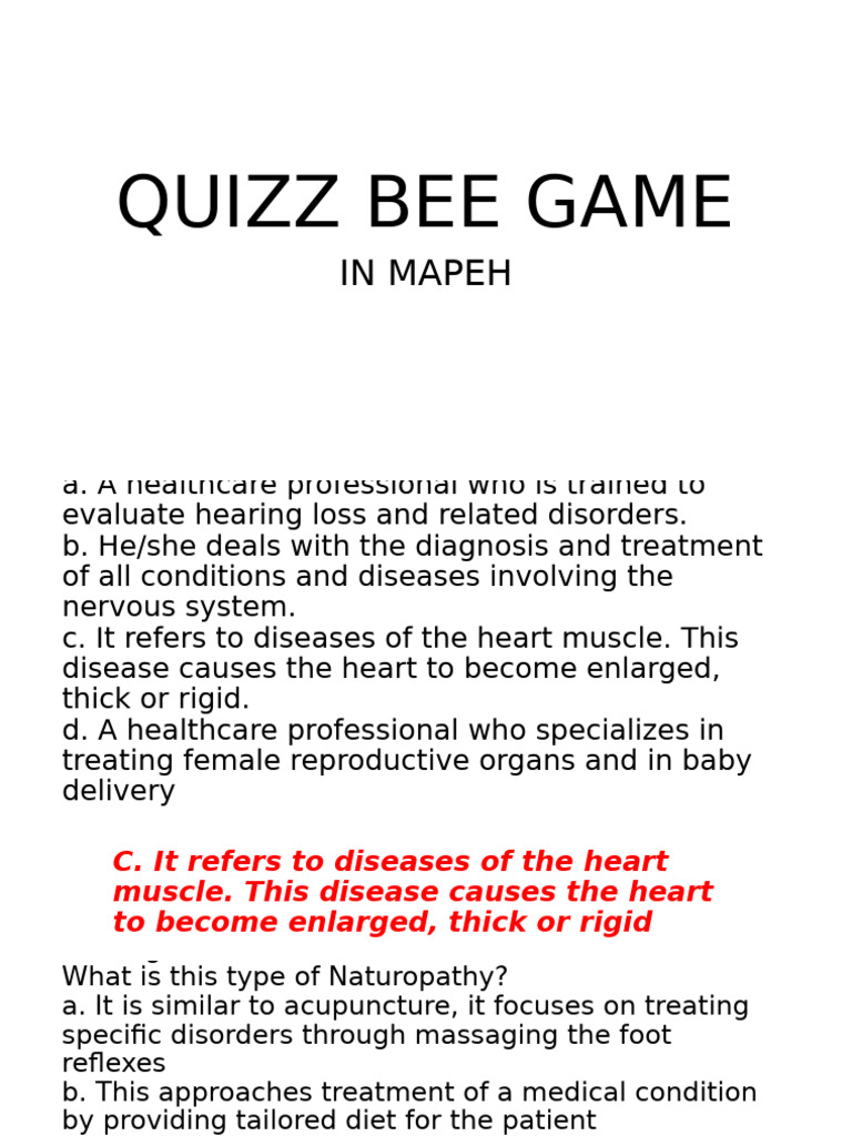 MAPEH Quiz Bee Challenge | PDF | Electronic Music | Health Care