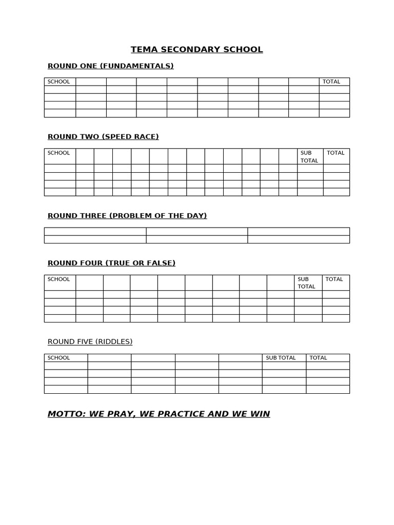 Score Sheet | PDF