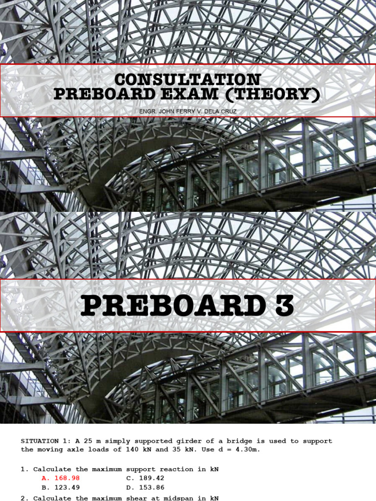Theory Preboard 2-3 SOLUTIONS | PDF | Structural Engineering | Civil Engineering
