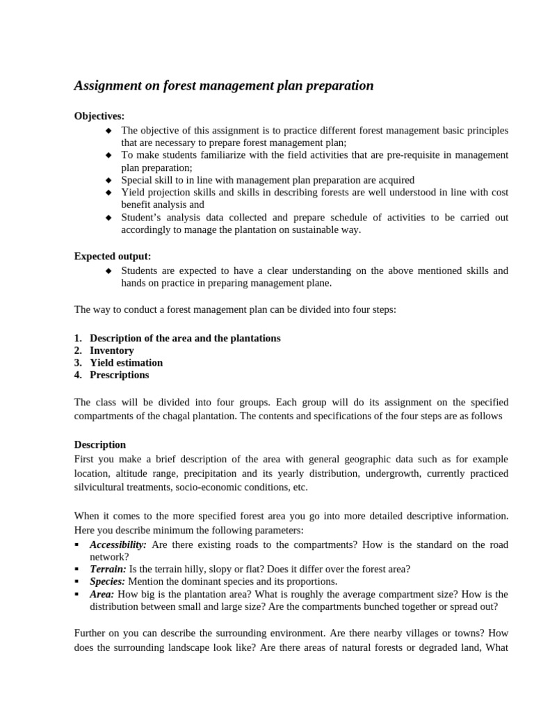 Forest Management Plan Assignment Guide | PDF | Forests | Histogram