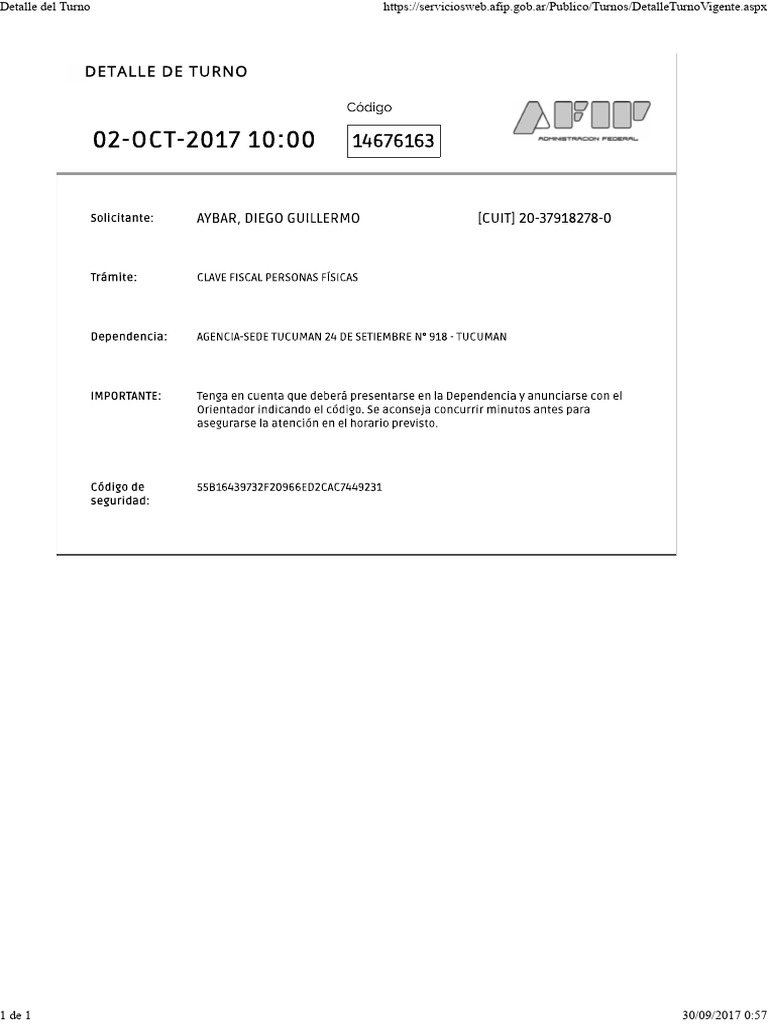 Turno AFIP | PDF