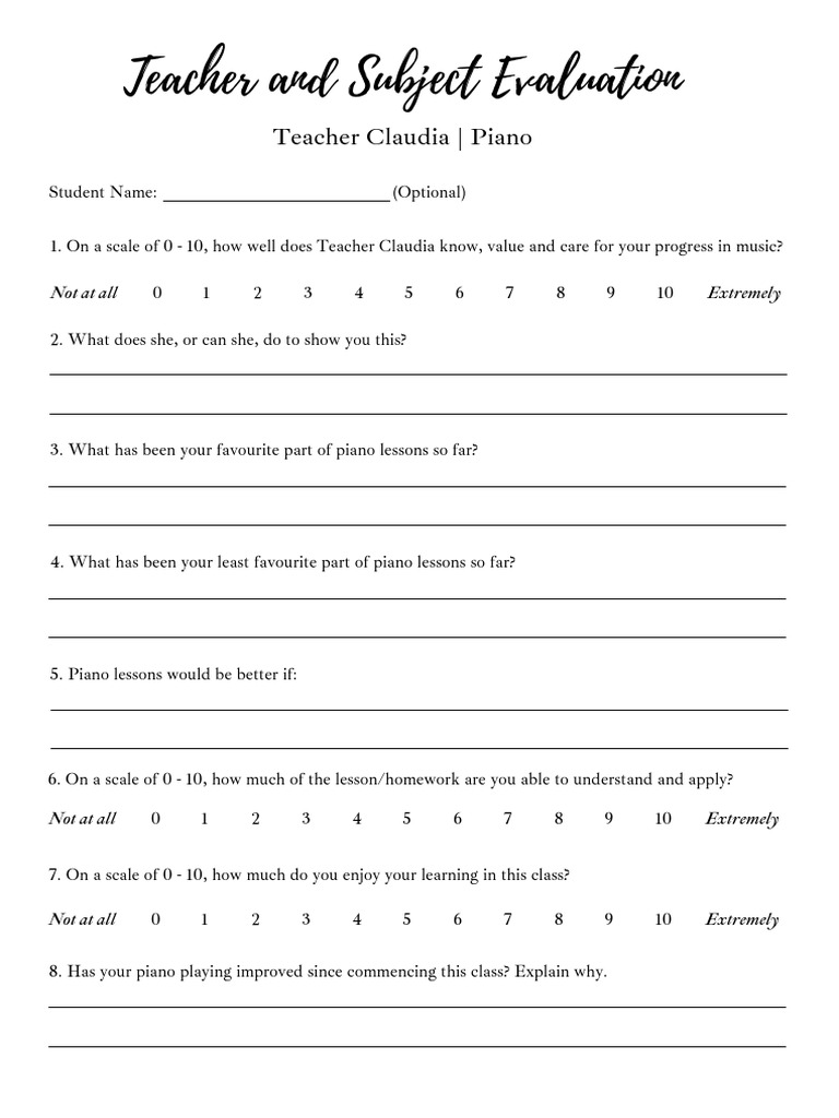 Teacher and Subject Evaluation | PDF