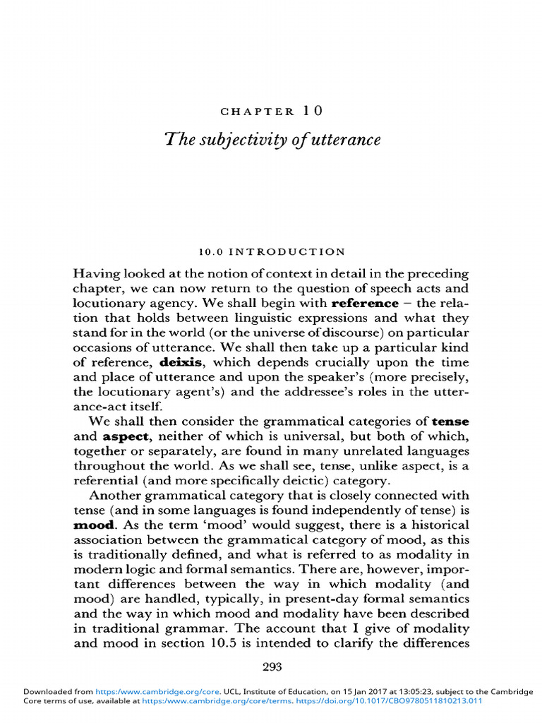the-subjectivity-of-utterance | PDF | Noun | Semantics