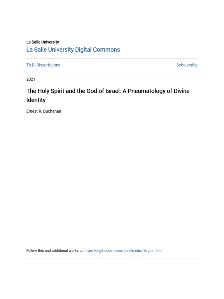 The Holy Spirit and The God of Israel - A Pneumatology of Divine I ...