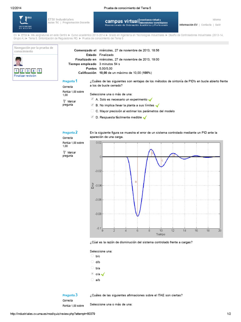 Prueba de Conocimiento Del Tema 5 | PDF | Matemáticas Aplicadas