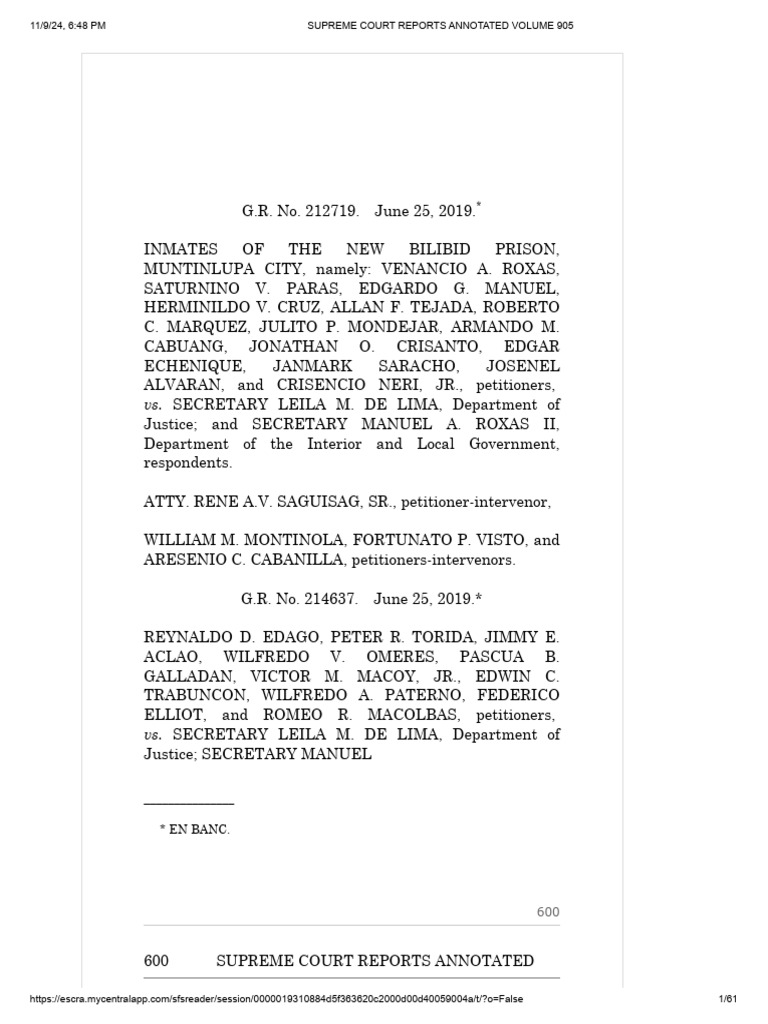 2 Inmates vs de Lima | PDF | Ex Post Facto Law | Case Or Controversy Clause