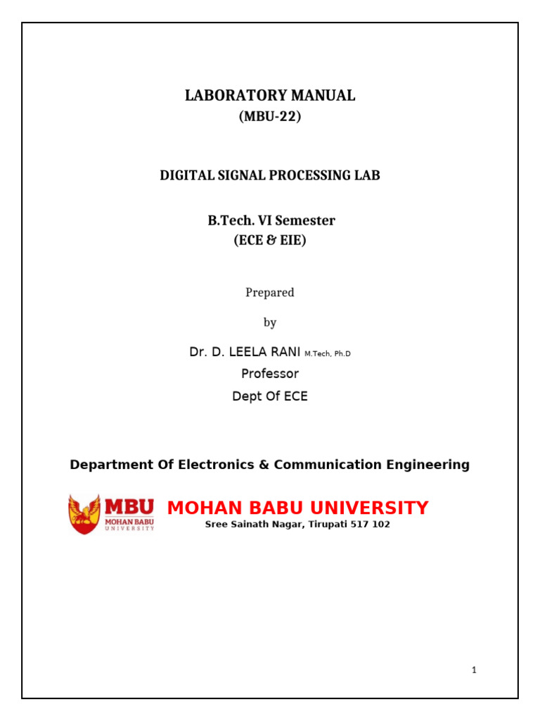 Dsp Lab Manual Pdf Discrete Fourier Transform Filter Signal