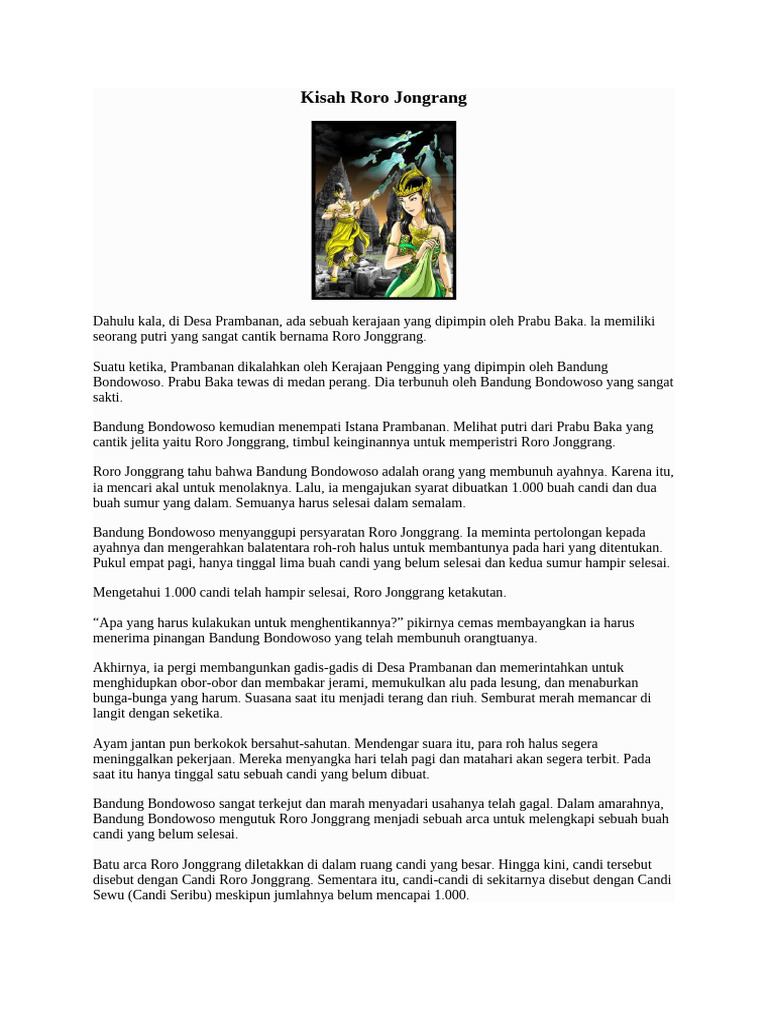 Kisah Roro Jongrang | PDF