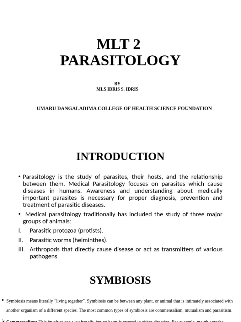 Parasitology Mlt 2 | PDF | Parasitism | Clinical Medicine