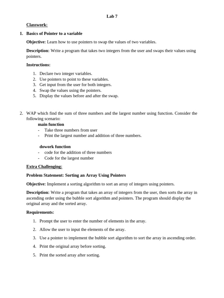 Lab 8 Pointers | PDF