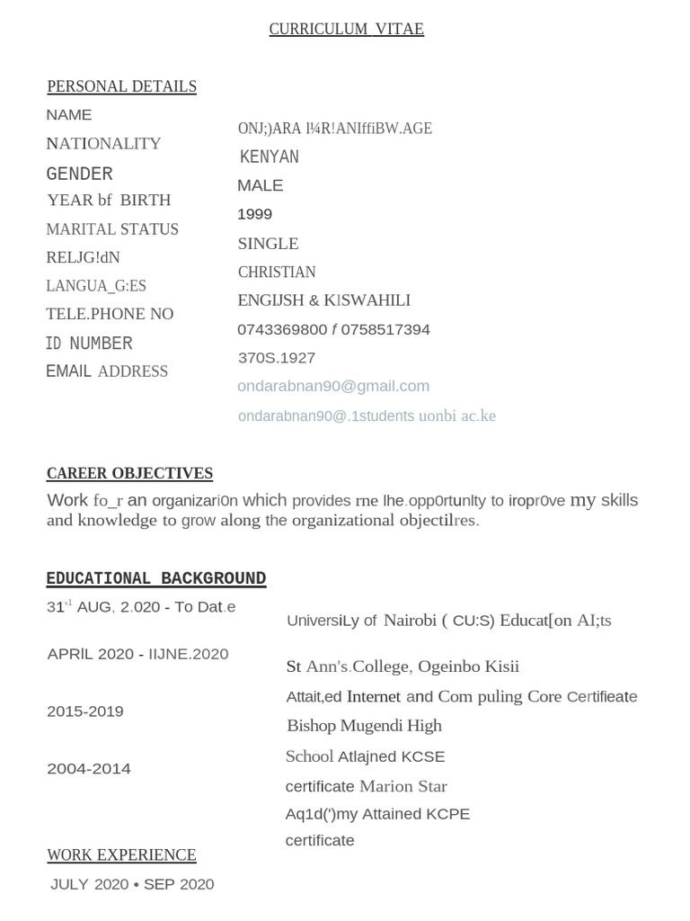 Kenyan CV with Skills and Experience | PDF