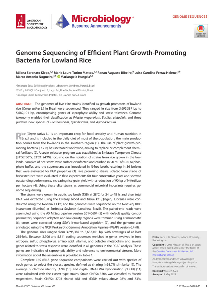 Genome Sequencing of Efficient Plant Growth-Promoting | PDF | Rice ...