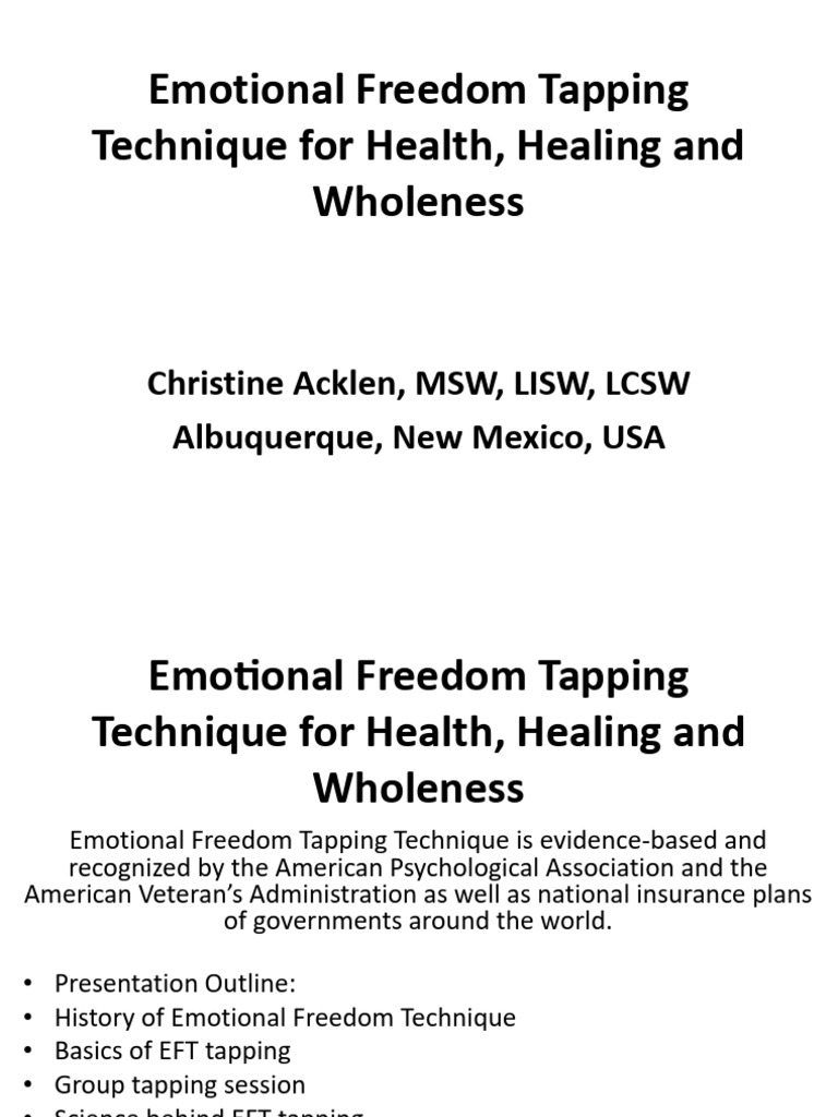 SW20 Emotional Freedom Tapping Technique Talk Christine Acklen ENG ...