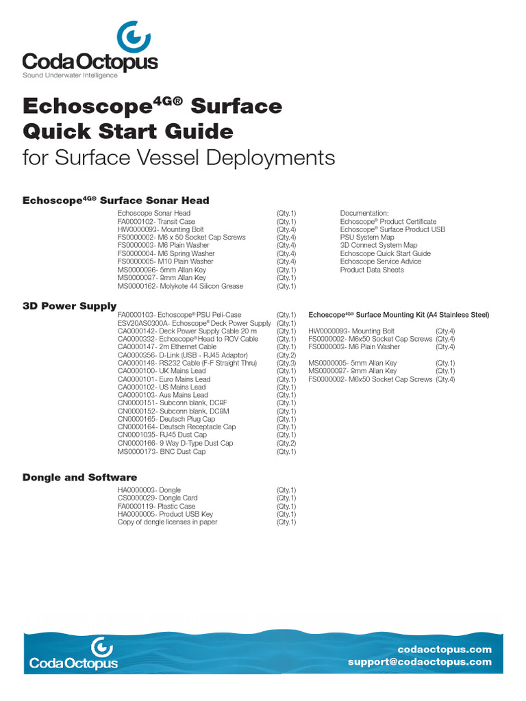 Quick Start Guide - Echoscope Surface v.1.1.7.18 | PDF