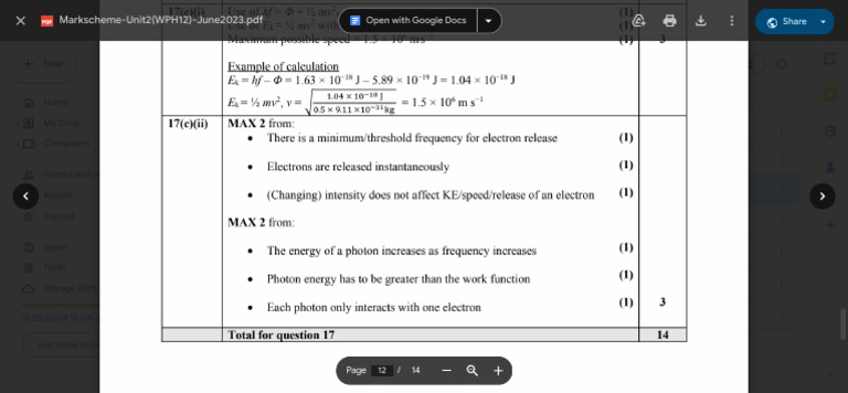 Physics Mark Schemes June 2023 | PDF | Atomic | Physical Chemistry