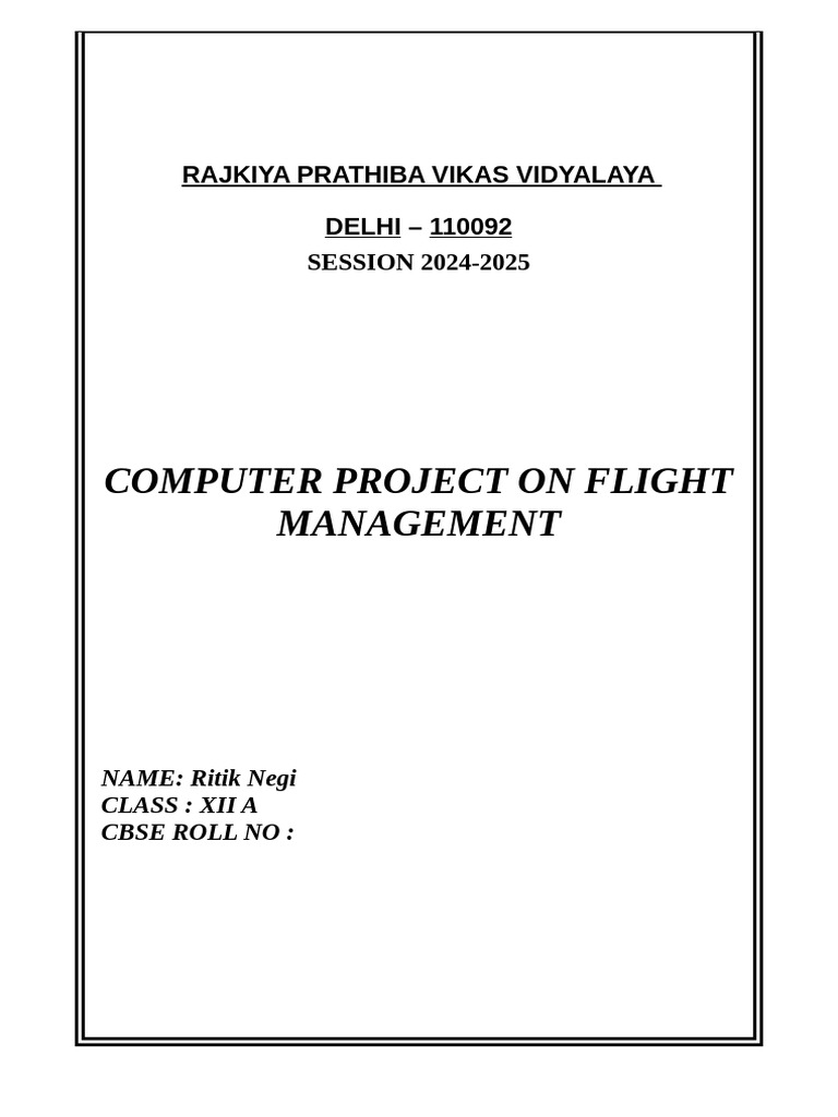 CS Project File | PDF | Computing | Aviation