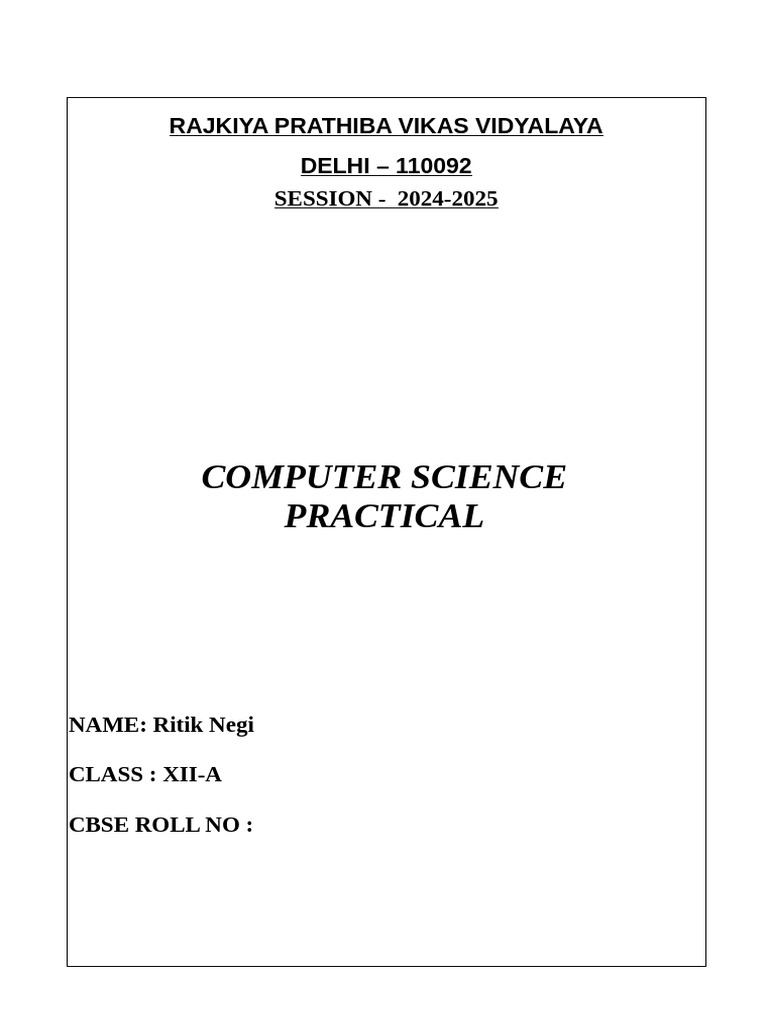Cs Practical by Ashutosh Jha | PDF | Parameter (Computer Programming) | Function (Mathematics)
