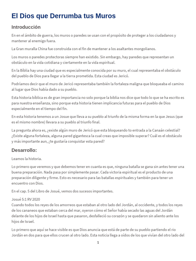 Derribando Muros Espirituales con Dios | PDF | Joshua | Arca de la Alianza