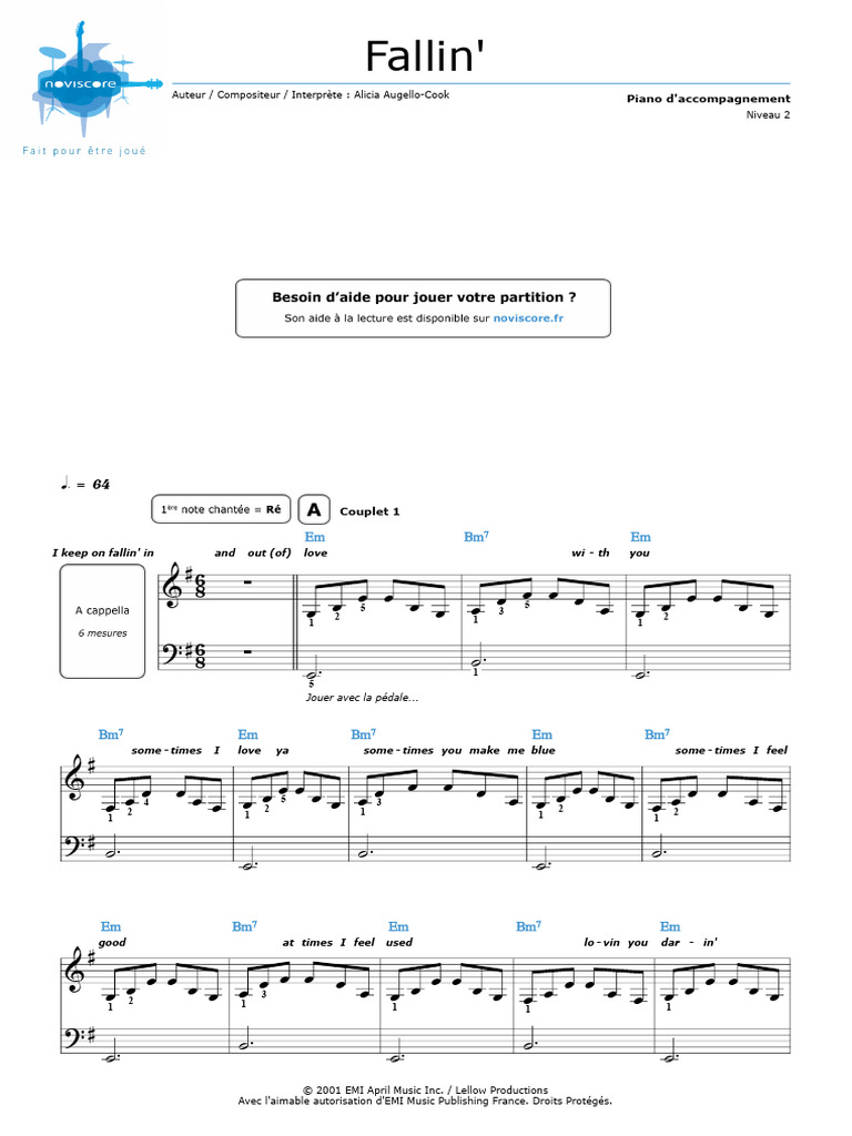 Fallin Alicia Keys Partition | PDF