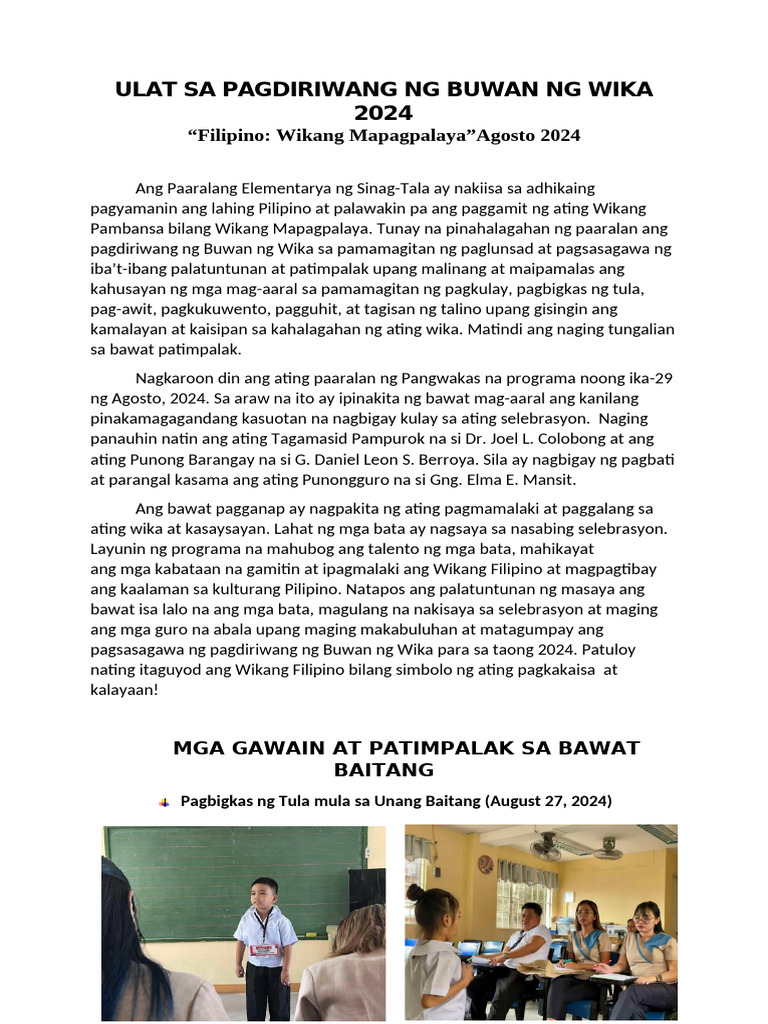 accomplishment-Buwan ng Wika | PDF