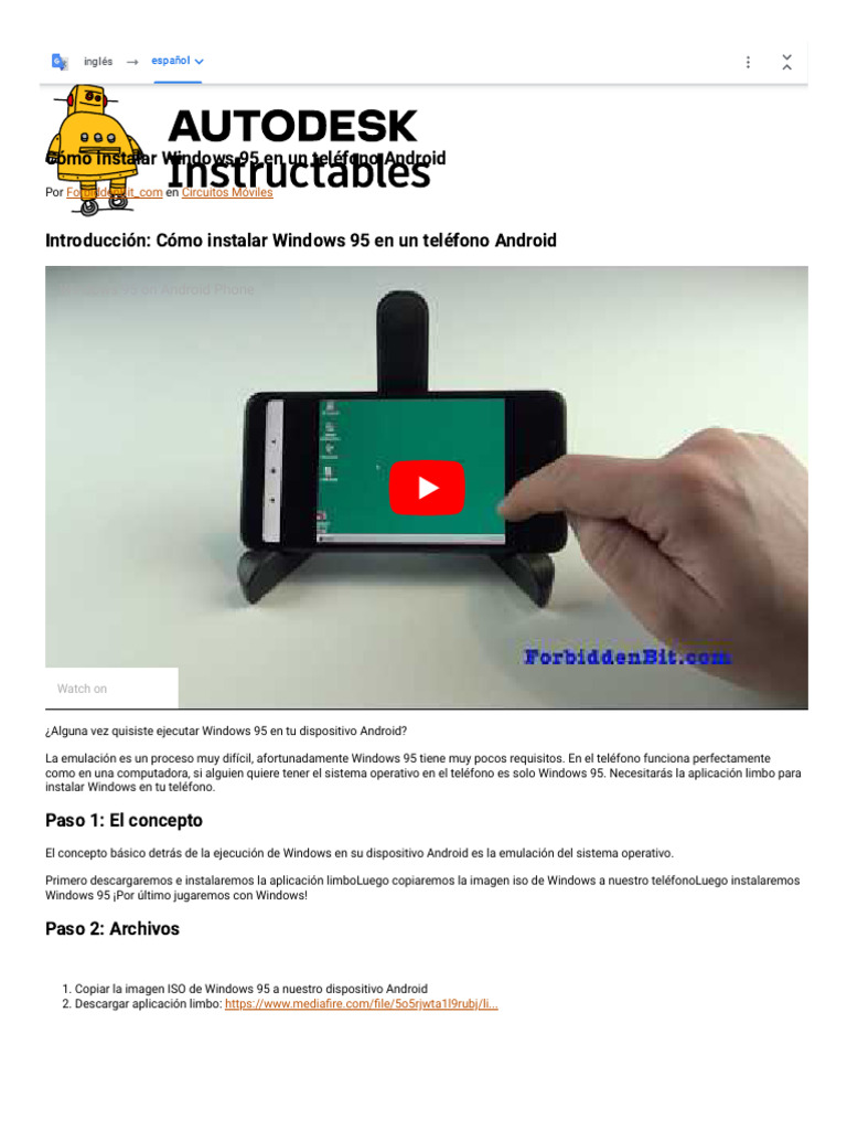 Cómo Instalar Windows 95 en Un Teléfono Android - 3 Pasos - Instructables | PDF