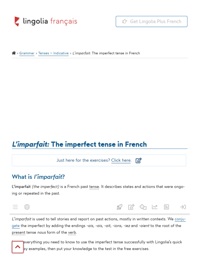 L'imparfait - The Imperfect Tense in French | PDF | Grammatical ...